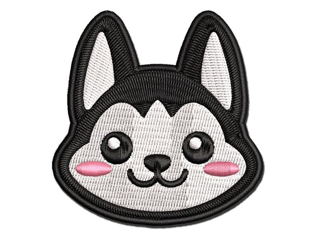 Chibi Husky Dog Head Multi-color Embroidered Iron-on or Hook & Loop ...
