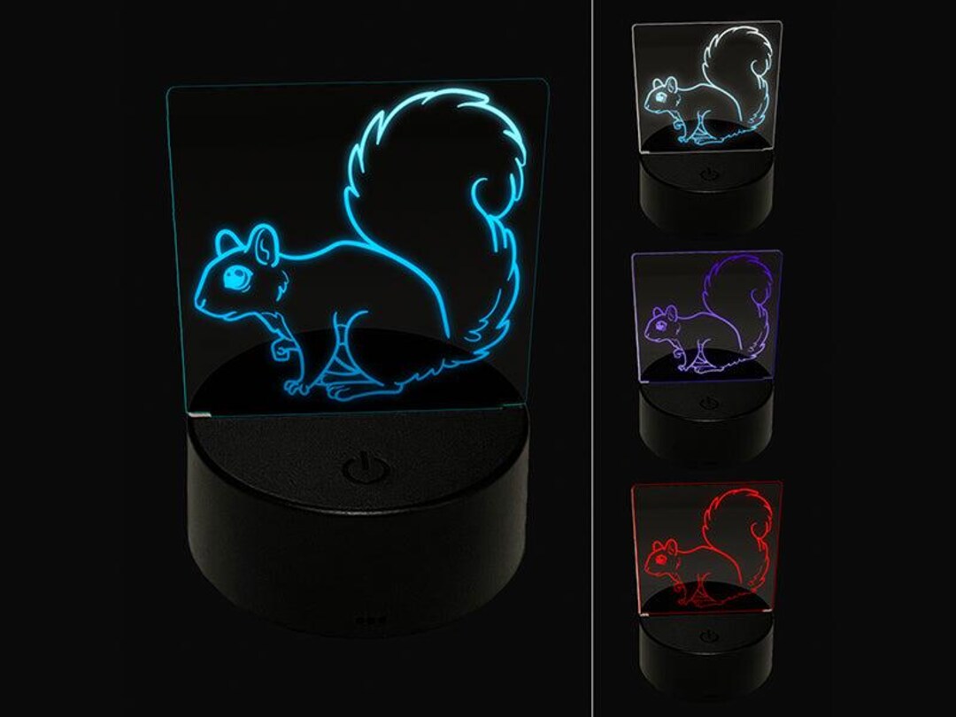 Curious Tree Squirrel 3D Illusion LED Night Light Sign Nightstand Desk ...