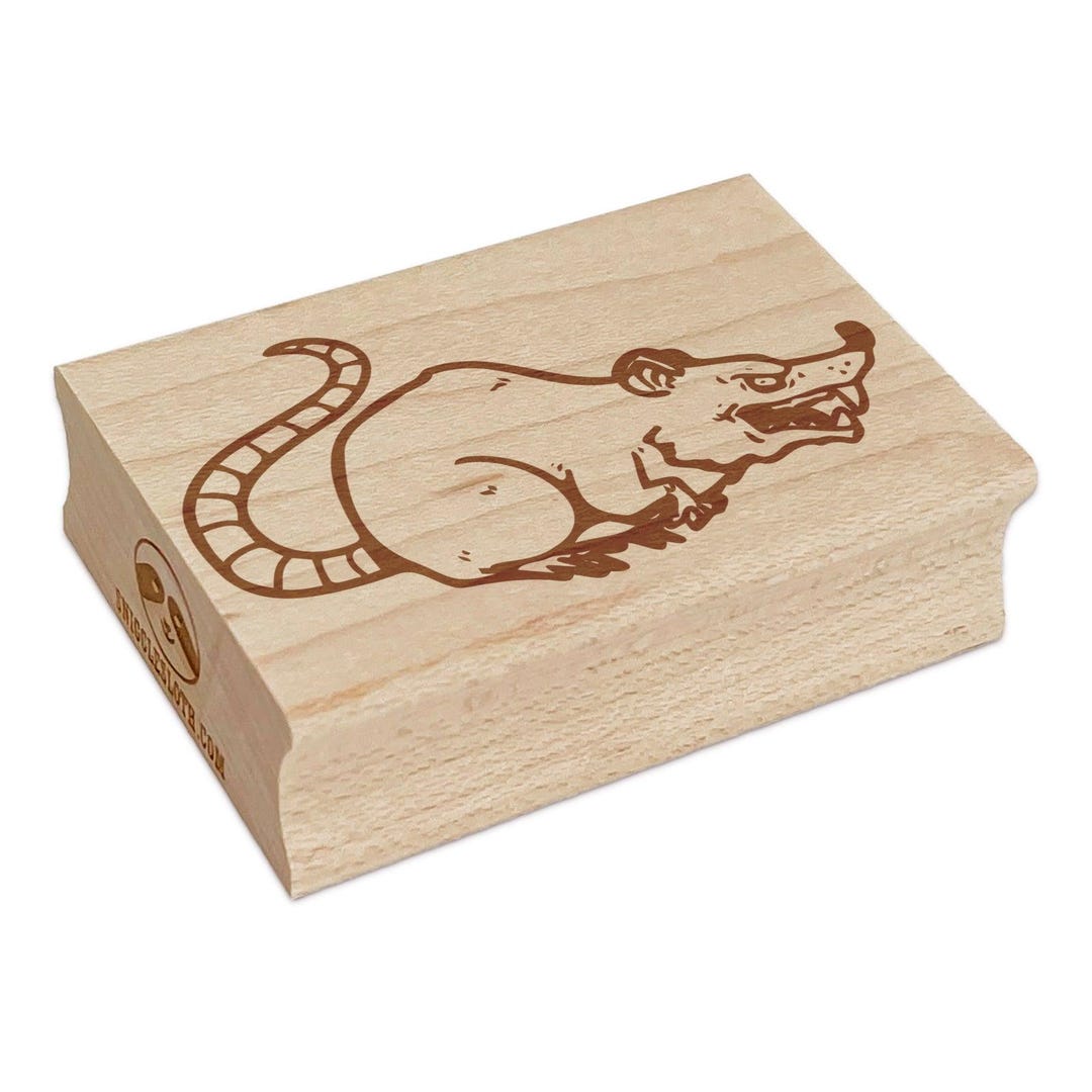 Evil Scheming Rat Rodent Rectangle Rubber Stamp for Stamping Crafting ...