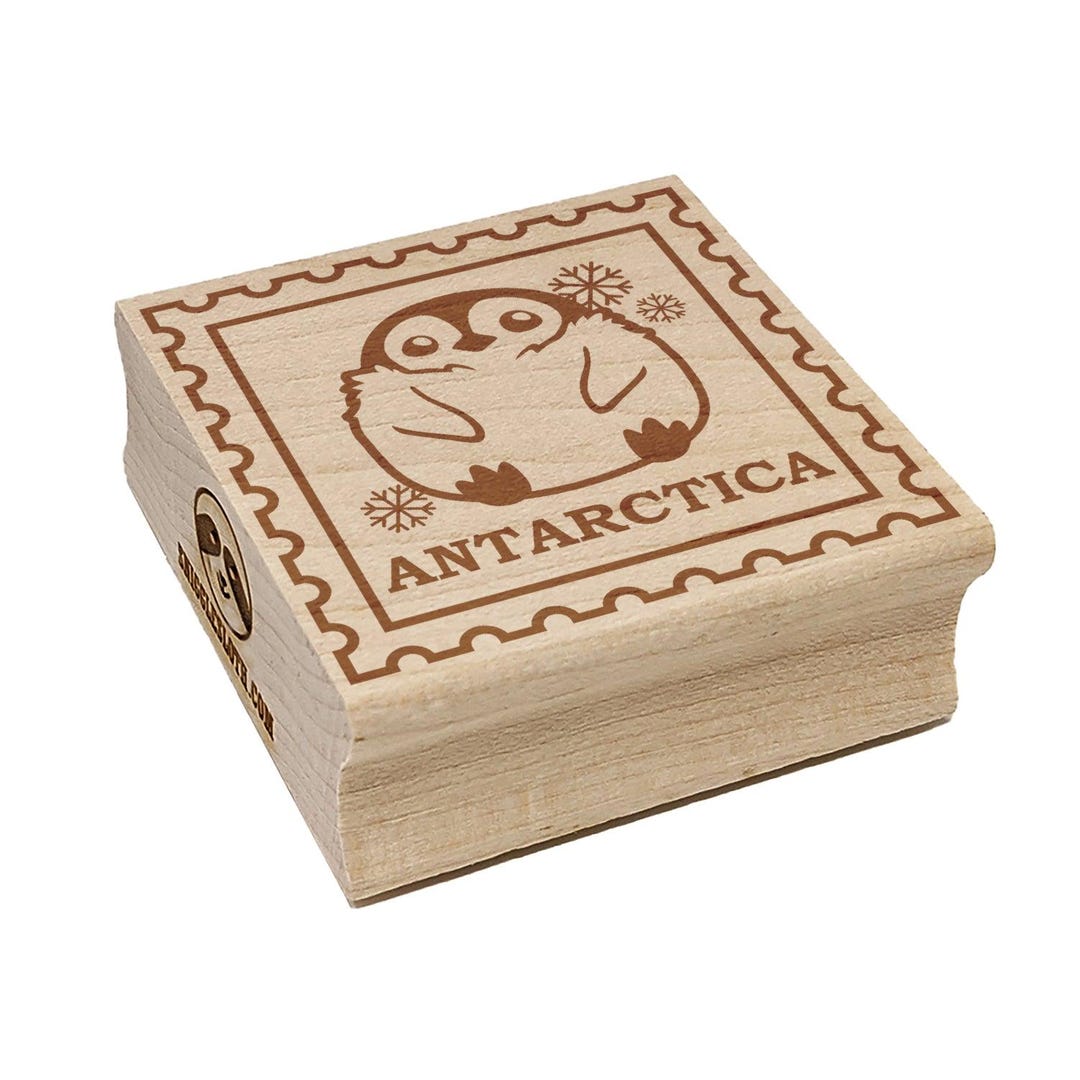 Antarctica Travel Baby Emperor Penguin Square Rubber Stamp for Stamping ...