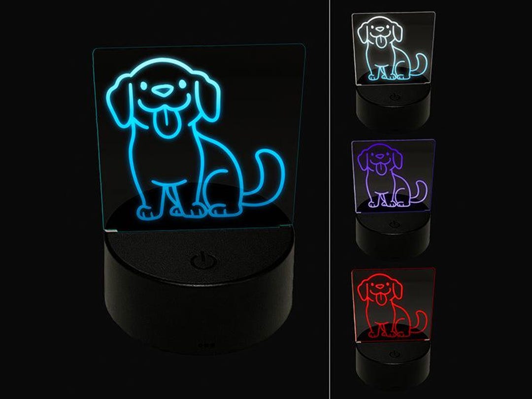 Labrador Retriever Sitting With Tongue Out Dog 3D Illusion LED Night ...