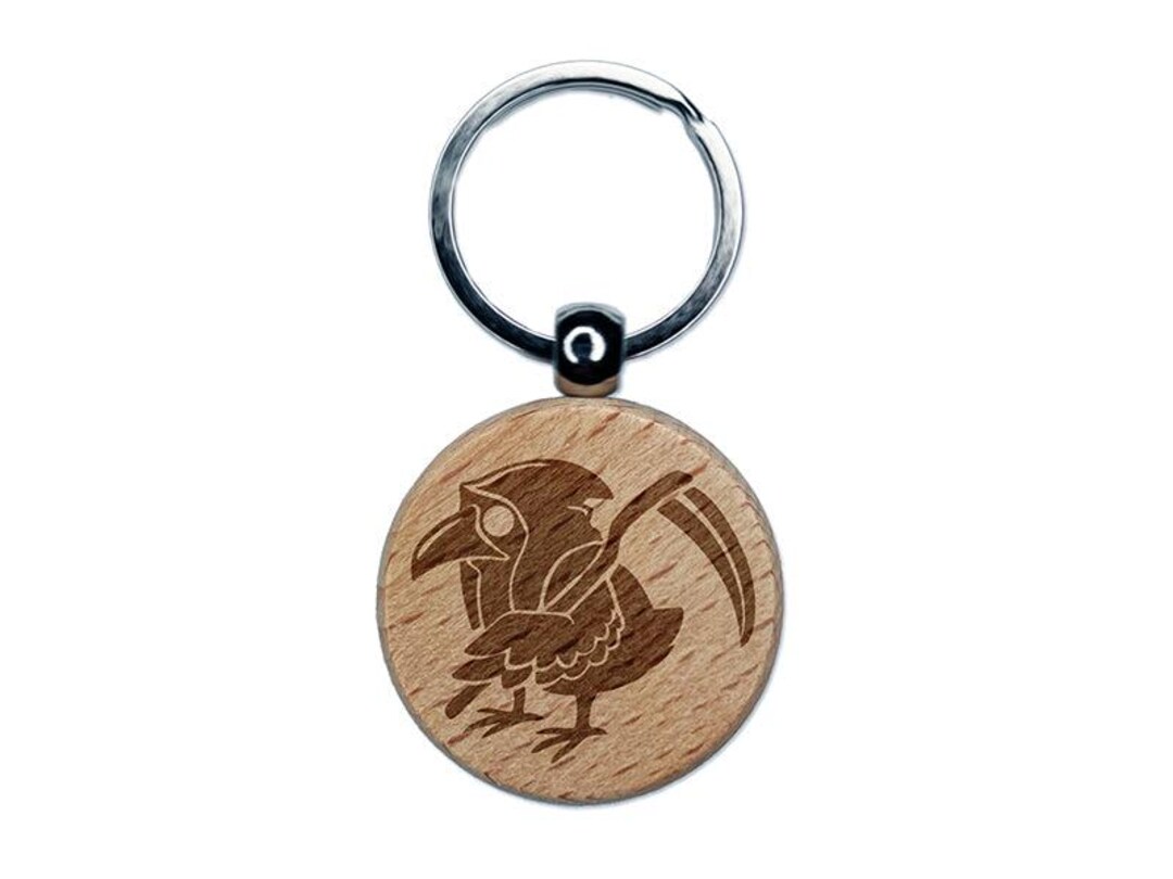 Reaper Raven Hood Scythe Engraved Wood Round Keychain Tag Charm - Etsy