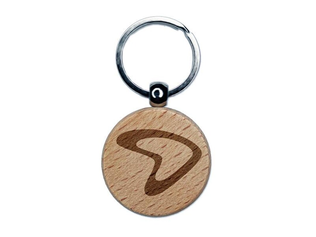 Retro Boomerang Engraved Wood Round Keychain Tag Charm - Etsy