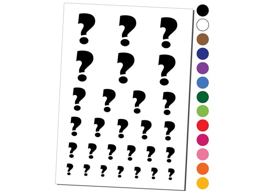Question Mark Bold Temporary Tattoo Water Resistant Fake Body Art Set ...