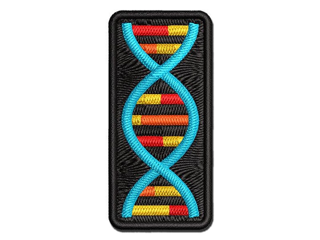 DNA Molecule Double Helix Science Symbol Multi-color Embroidered Iron-on or Hook & Loop Patch ...