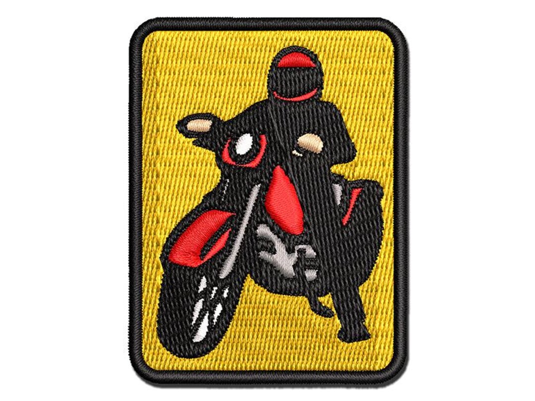 Biker on Motorcycle Multi-color Embroidered Iron-on or Hook & Loop ...