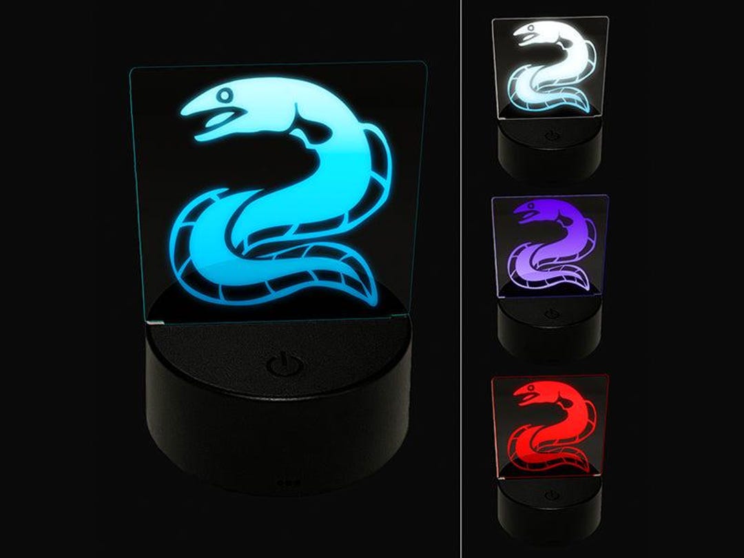 Eel Conger Long Fish 3D Illusion LED Night Light Sign Nightstand Desk ...
