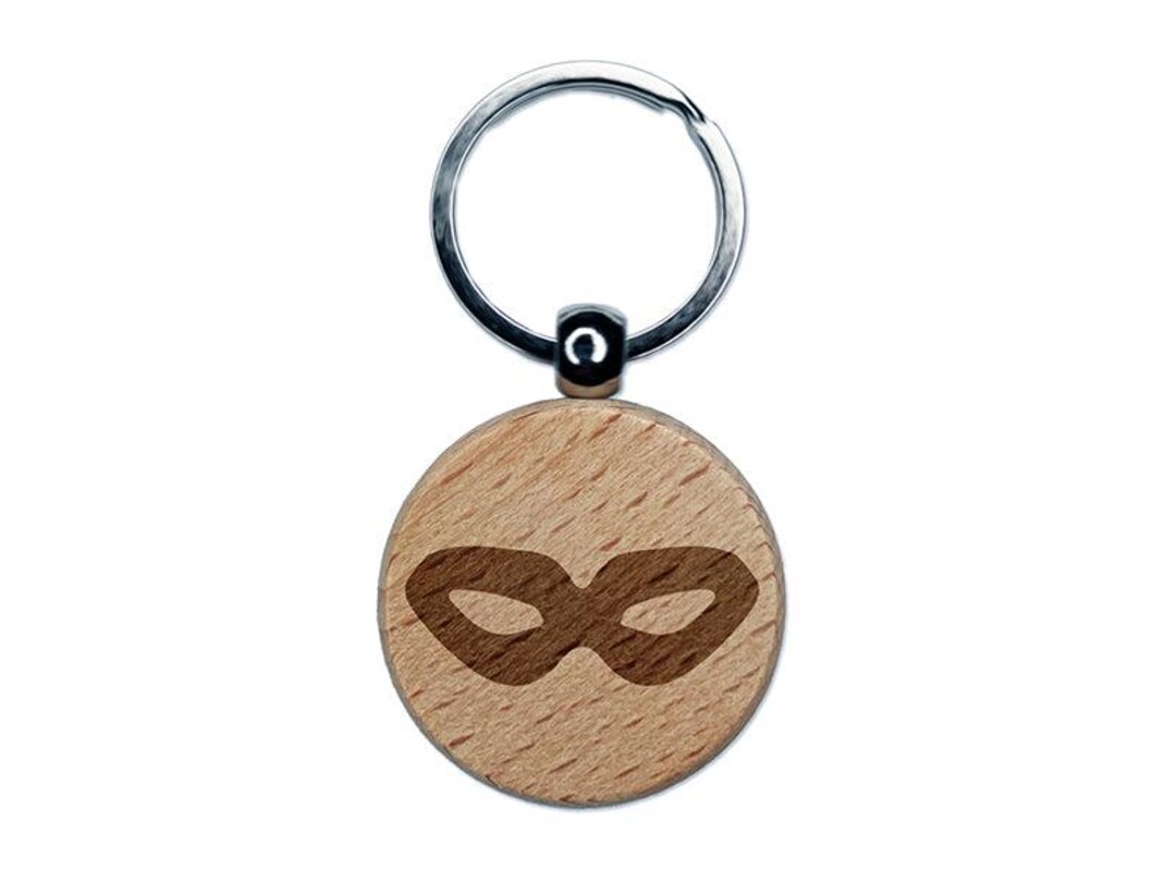 Thief Mask Crime Icon Engraved Wood Round Keychain Tag Charm - Etsy