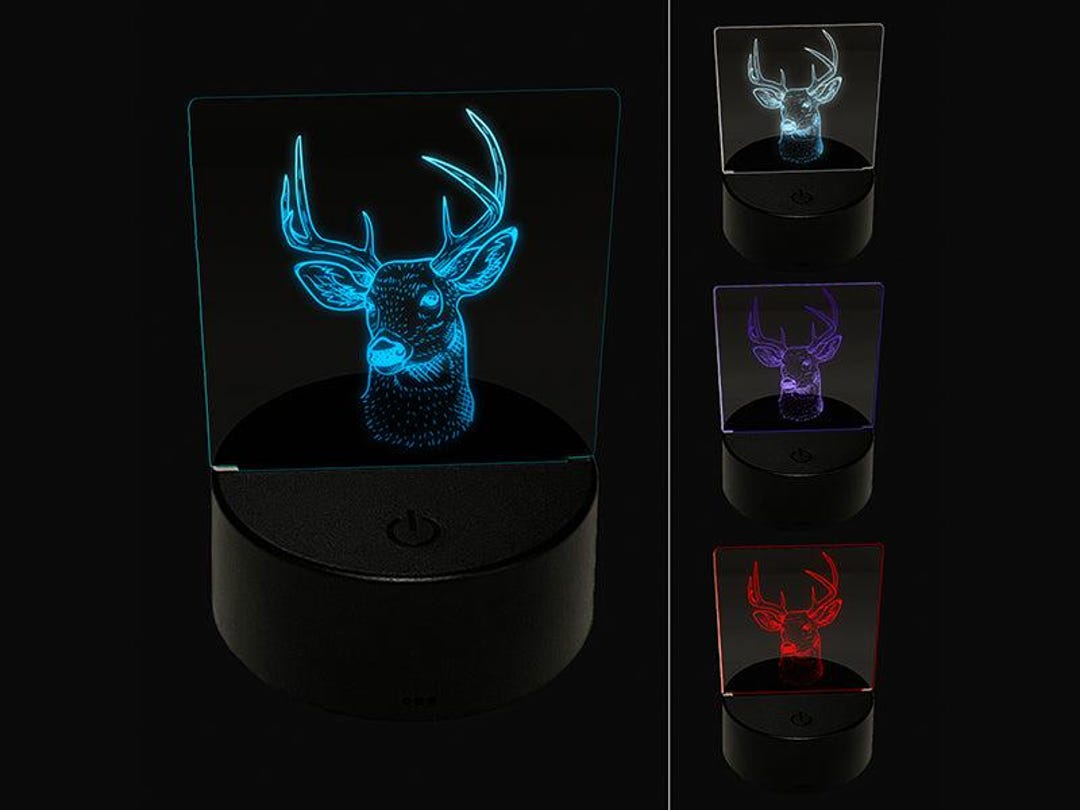 Majestic Deer Buck Head Hunter Hunting 3D Illusion LED Night Light Sign ...