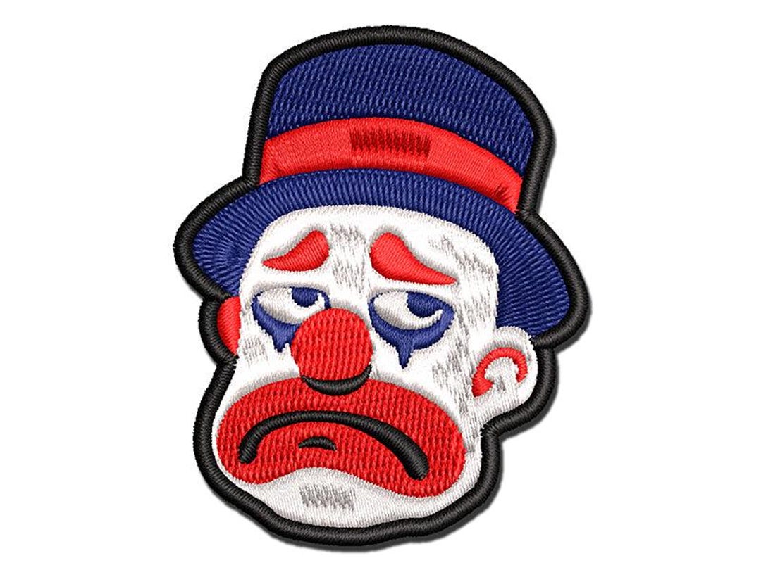 Sad Clown Top Hat Multi-color Embroidered Iron-on or Hook & Loop Patch ...