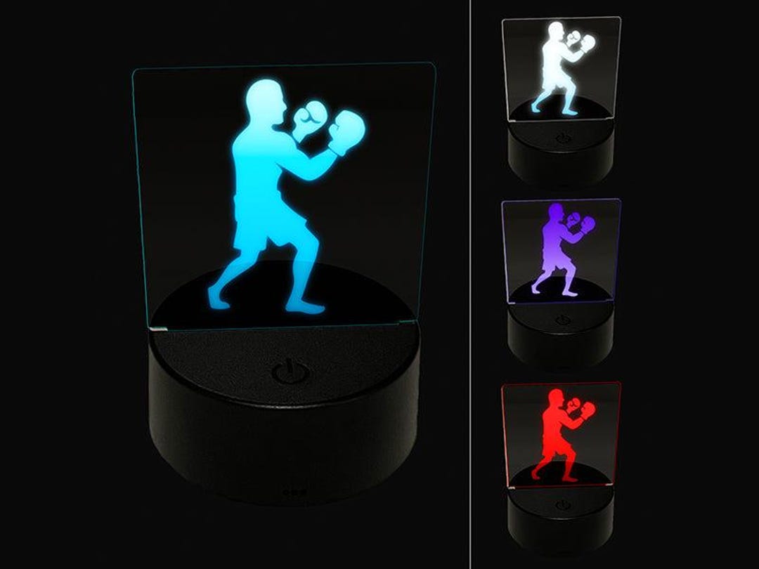 Boxer Boxing Fighting Pose 3D Illusion LED Night Light Sign Nightstand ...