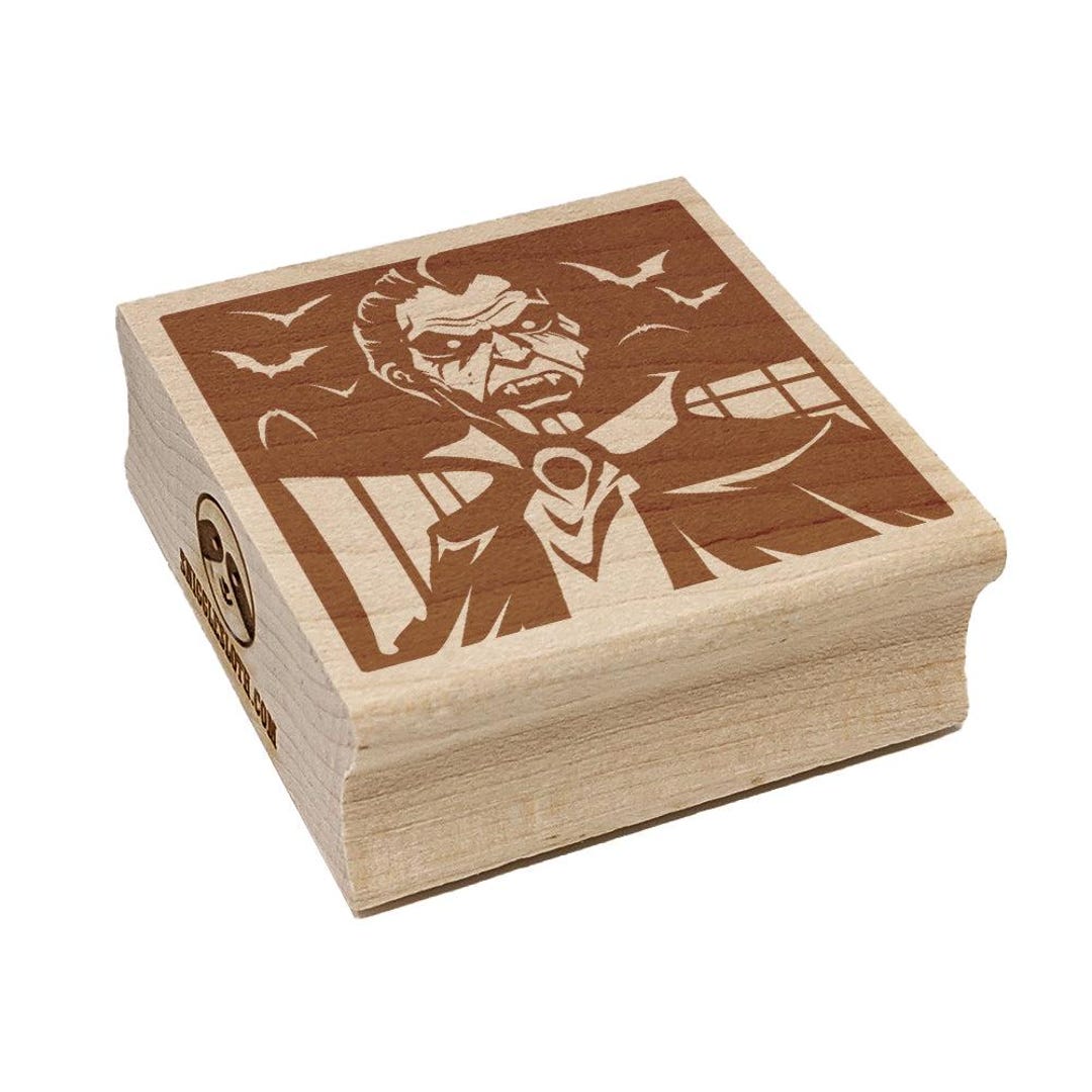 Dracula Vampire With Bats Halloween Square Rubber Stamp for Stamping ...
