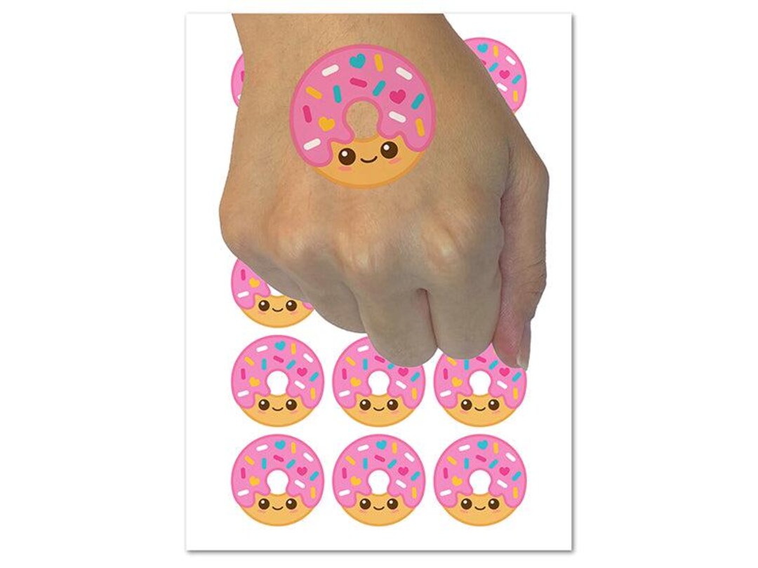 Deliciously Kawaii Chibi Donut Temporary Tattoo Water Resistant Fake ...