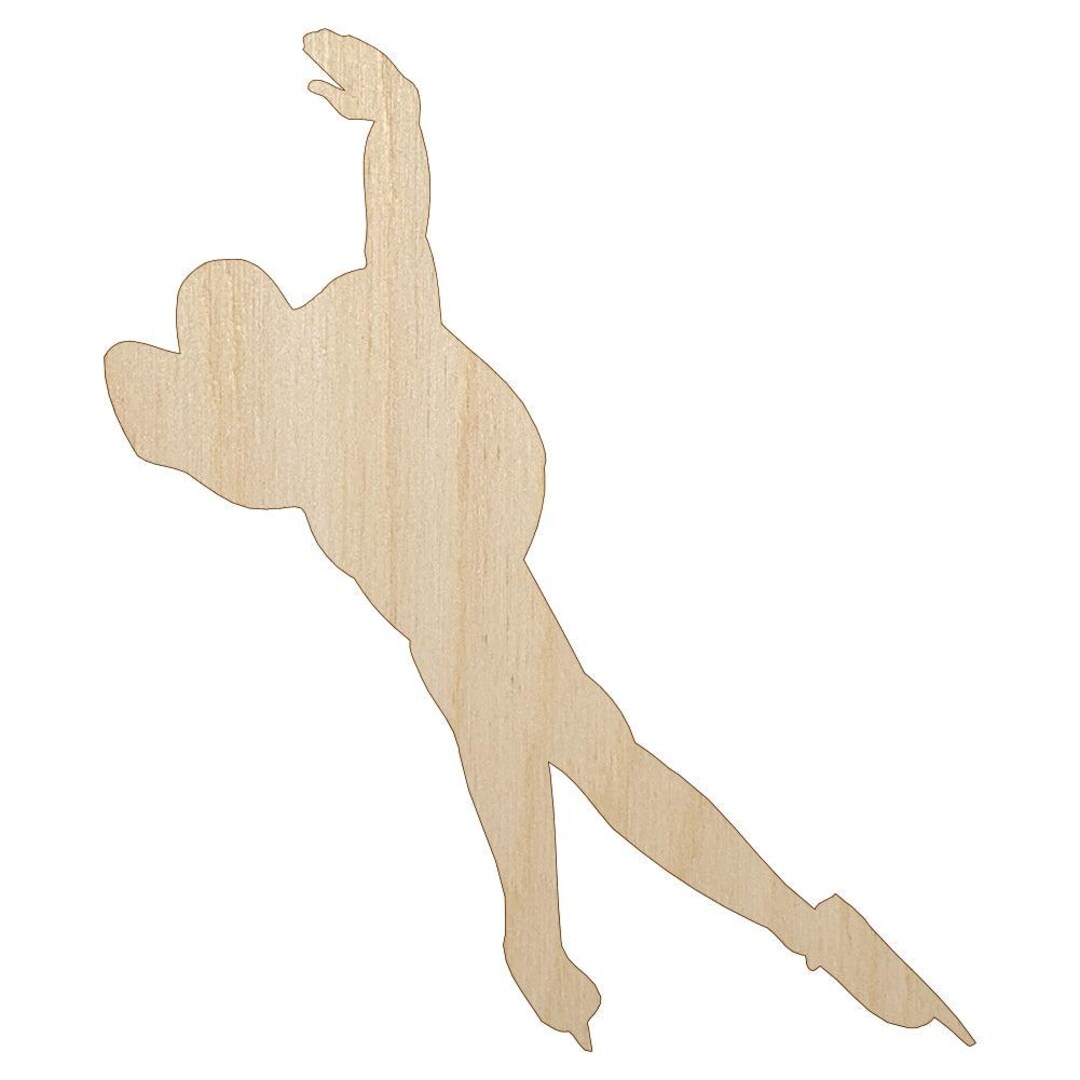 Speed Skating Skater Unfinished Wood Shape Piece Cutout for DIY Craft ...