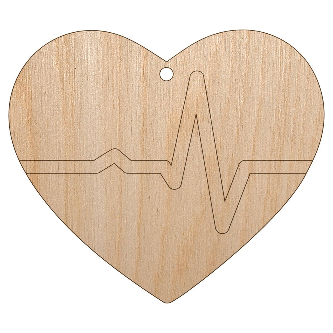 EKG Pulse Heart Beat Unfinished Craft Wood Holiday Christmas Tree DIY ...