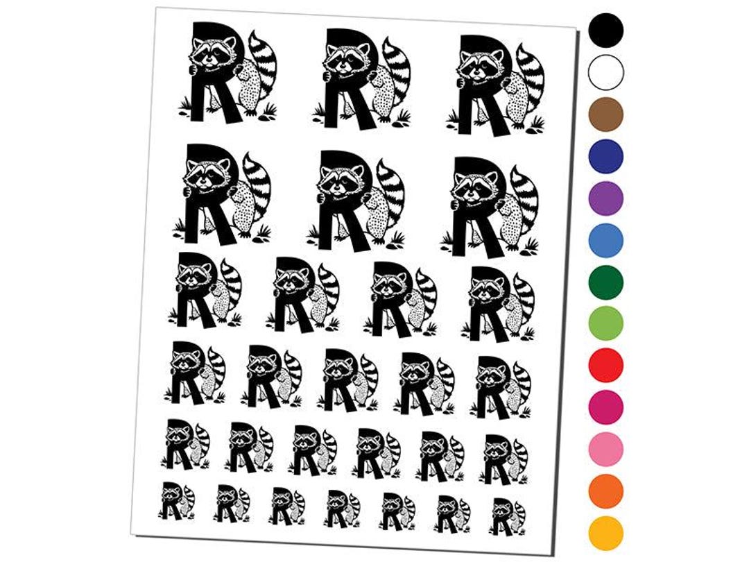 Animal Alphabet Letter R for Raccoon Temporary Tattoo Water Resistant ...