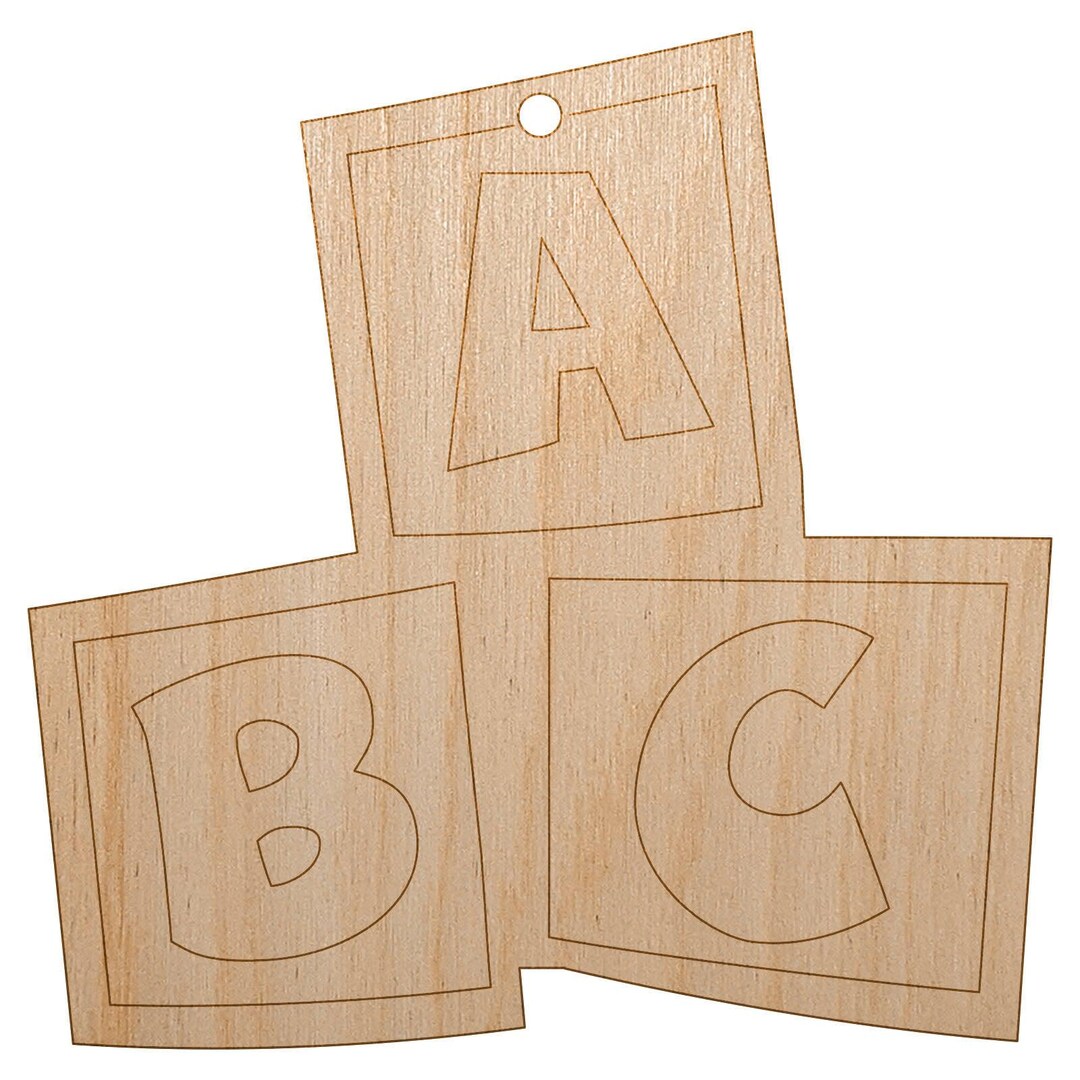 ABC Kids Baby Blocks Unfinished Craft Wood Holiday Christmas Tree DIY ...