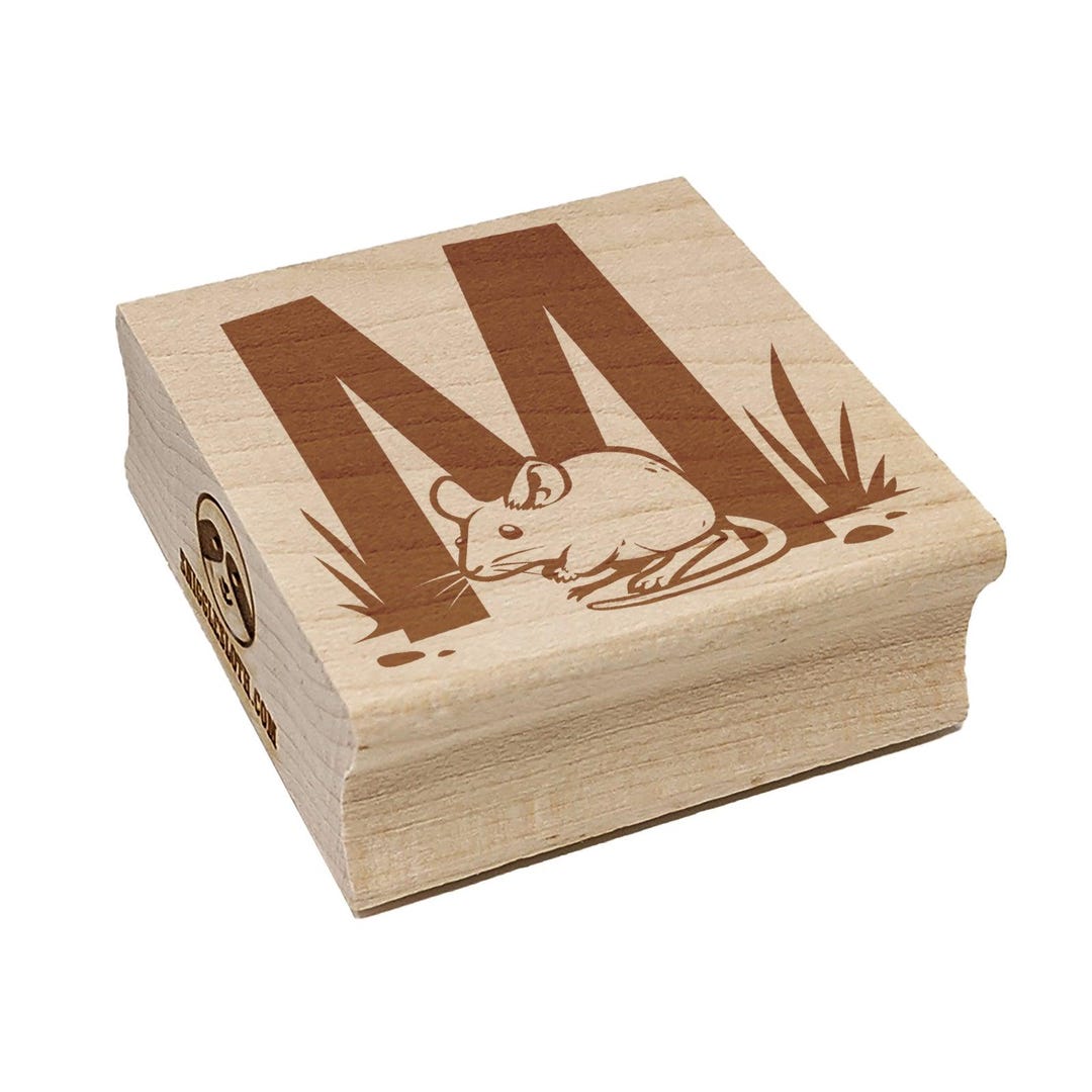 Animal Alphabet Letter M for Mouse Square Rubber Stamp for Stamping ...