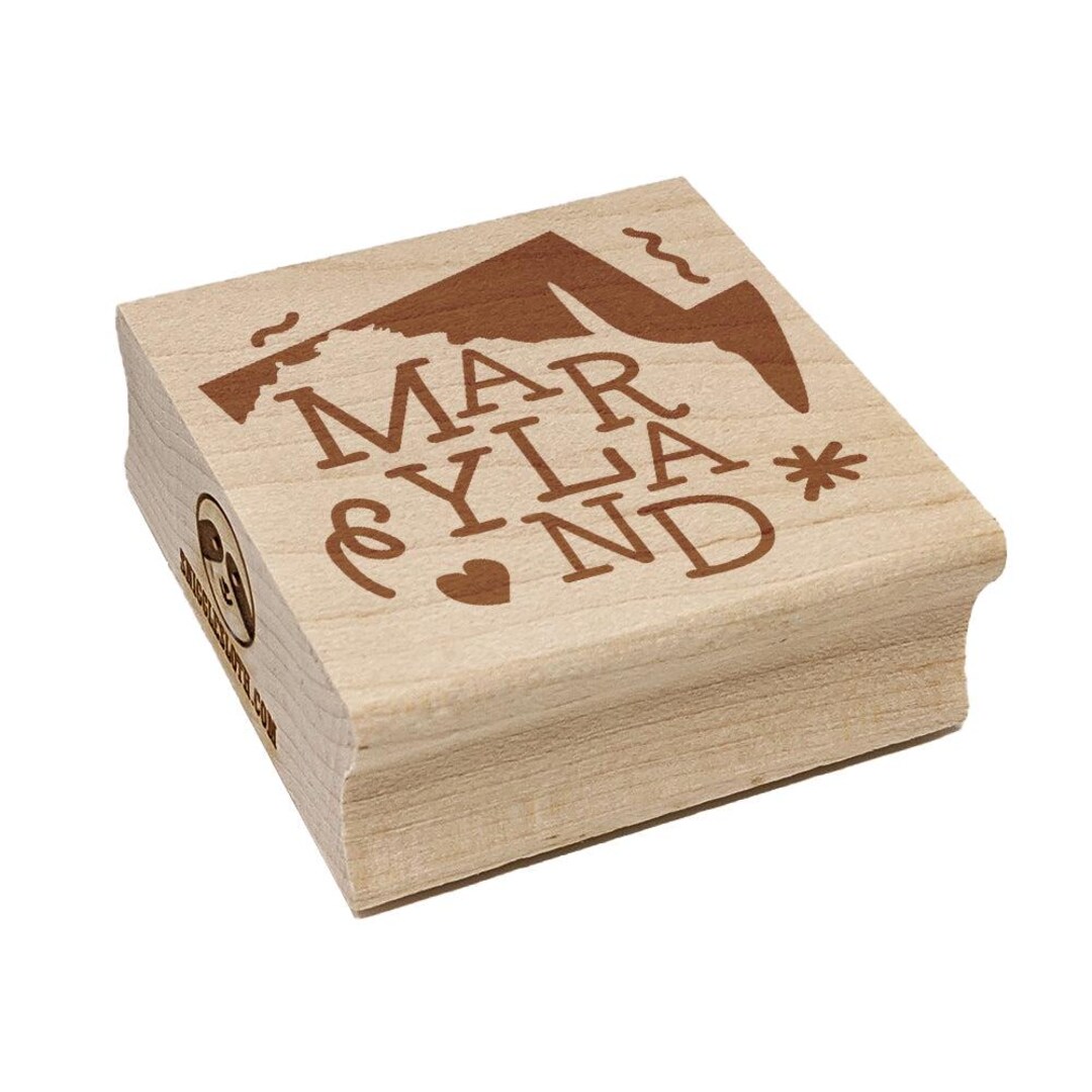 Maryland State With Text Swirls Square Rubber Stamp for Stamping ...