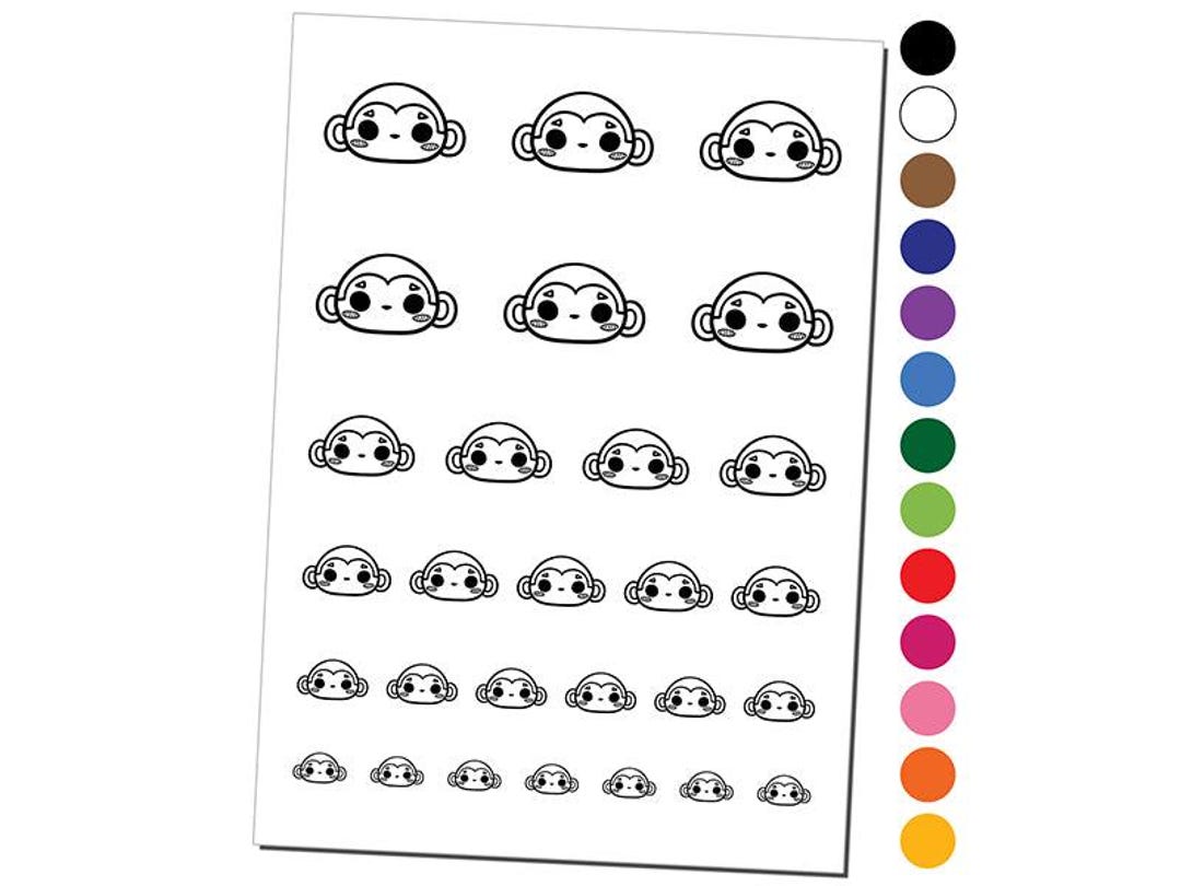 Charming Kawaii Chibi Monkey Face Blushing Cheeks Temporary Tattoo ...