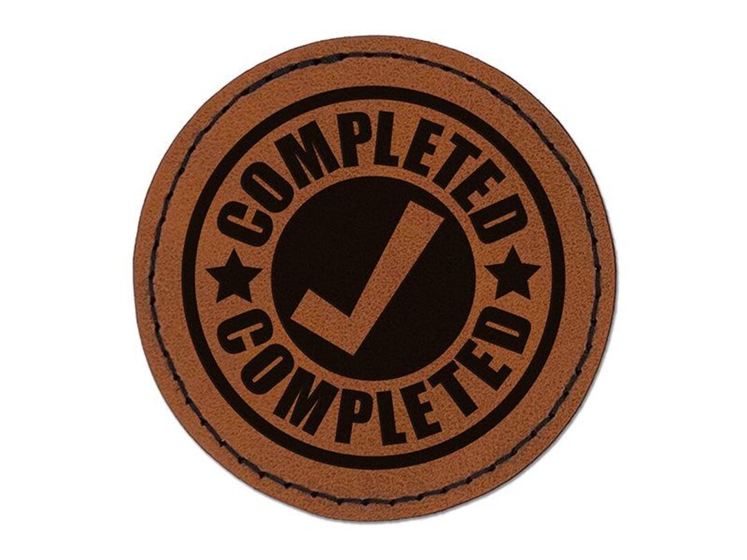 Completed Check Mark Teacher School Round Iron-on Engraved Faux Leather ...