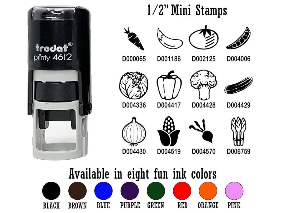 Vegetables Carrot Eggplant Tomato Lettuce 1/2" Self-inking Rubber Stamp Ink Stamper - Etsy