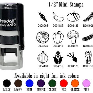 Vegetables Carrot Eggplant Tomato Lettuce 1/2" Self-inking Rubber Stamp ...