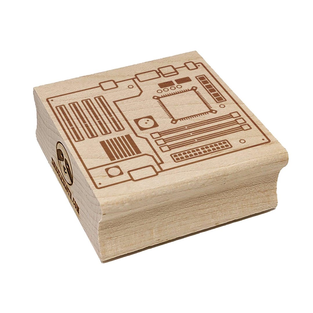 Computer Motherboard Circuit Board Square Rubber Stamp for Stamping ...