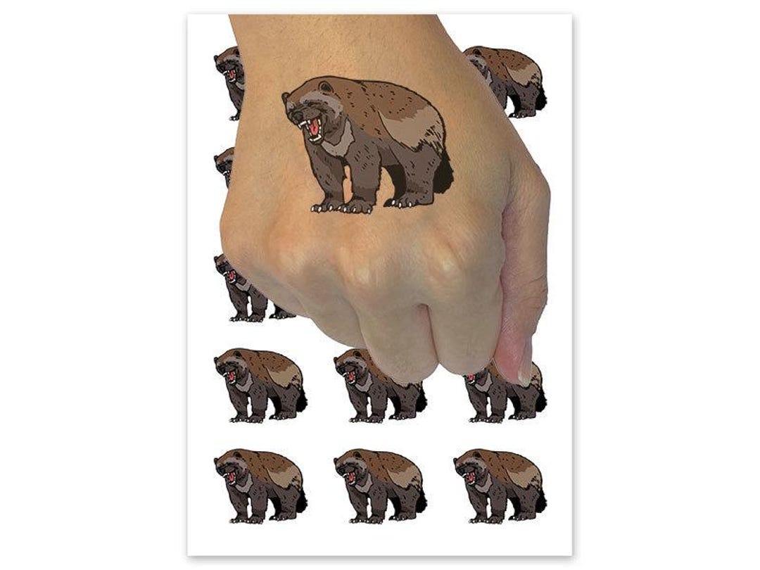 Realistic Snarling Wolverine Animal Temporary Tattoo Water Resistant ...