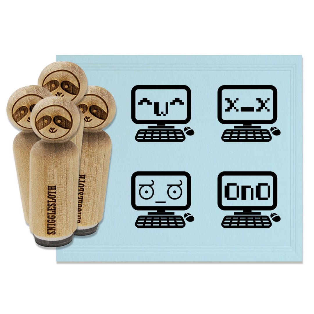 Kawaii Computers Frowning Doubtful Dead Cute Rubber Stamp Set for ...