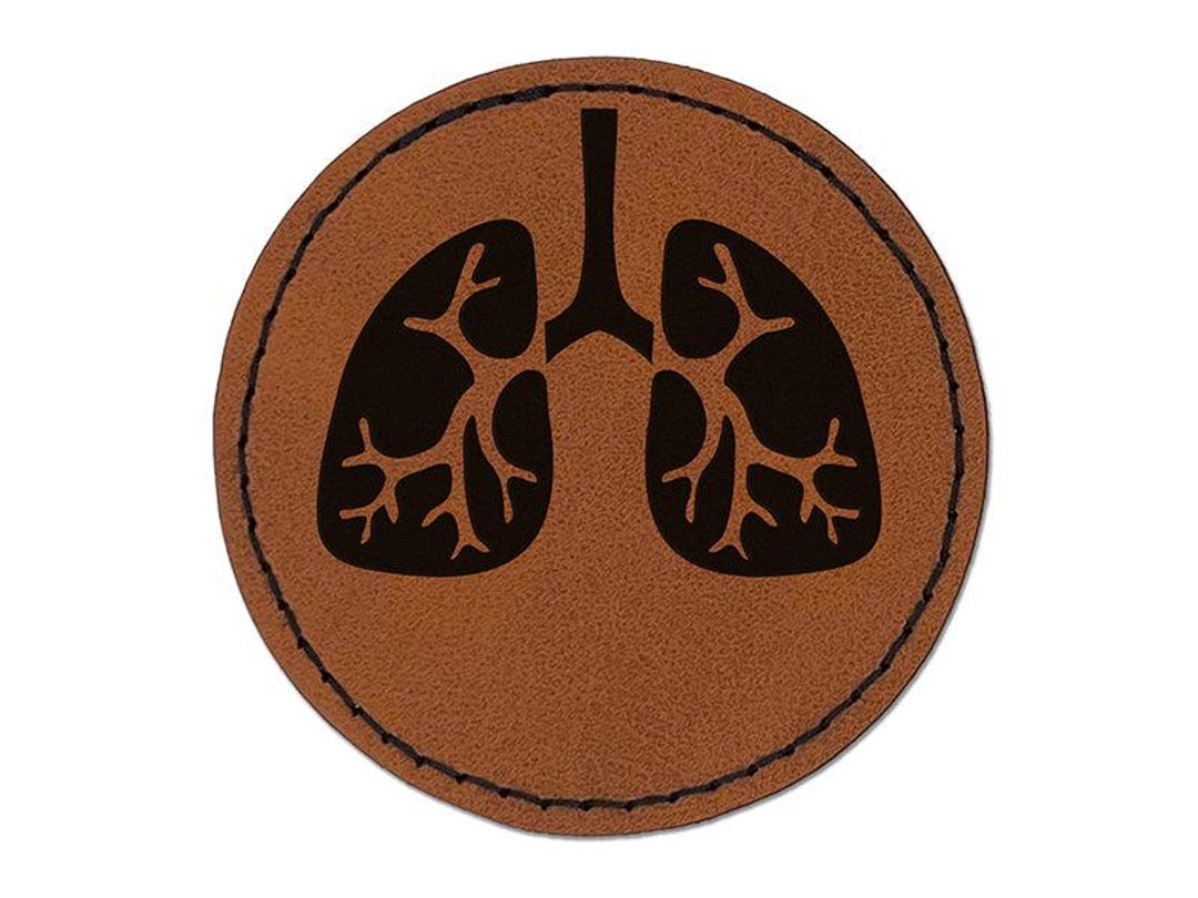 Lungs Anatomy Organ Body Part Round Iron-on Engraved Faux Leather Patch ...