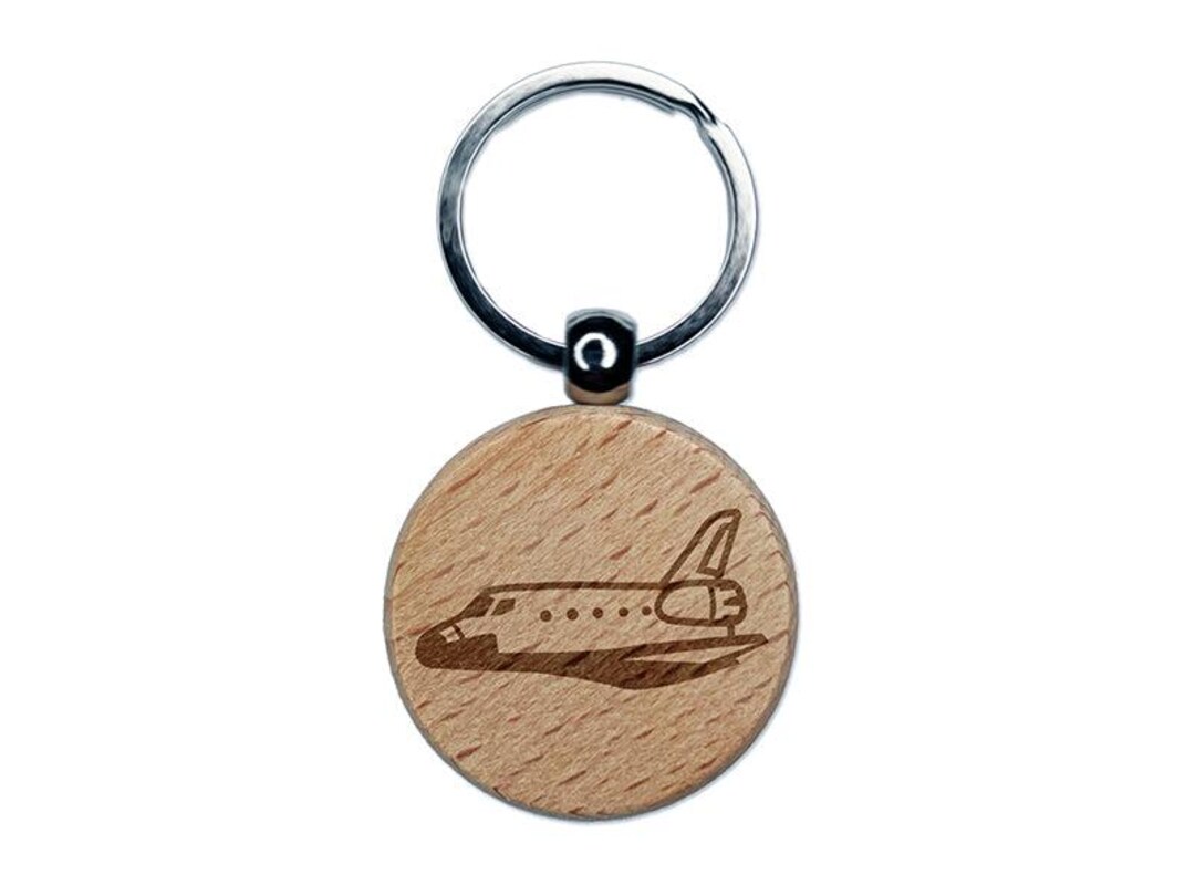 Space Shuttle Engraved Wood Round Keychain Tag Charm - Etsy