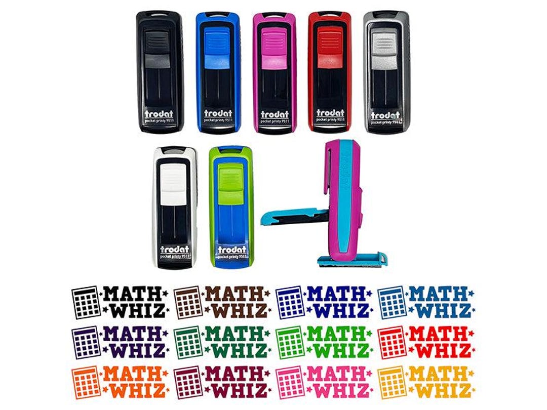 Math Whiz Calculator Teacher Student School Self-inking Portable Pocket ...