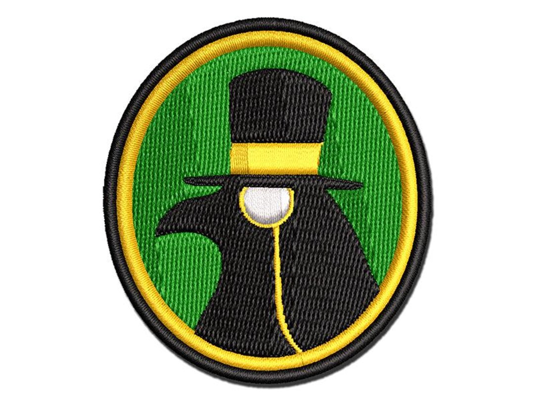 Fancy Raven Bird With Top Hat Monocle Multi-color Embroidered Iron-on ...