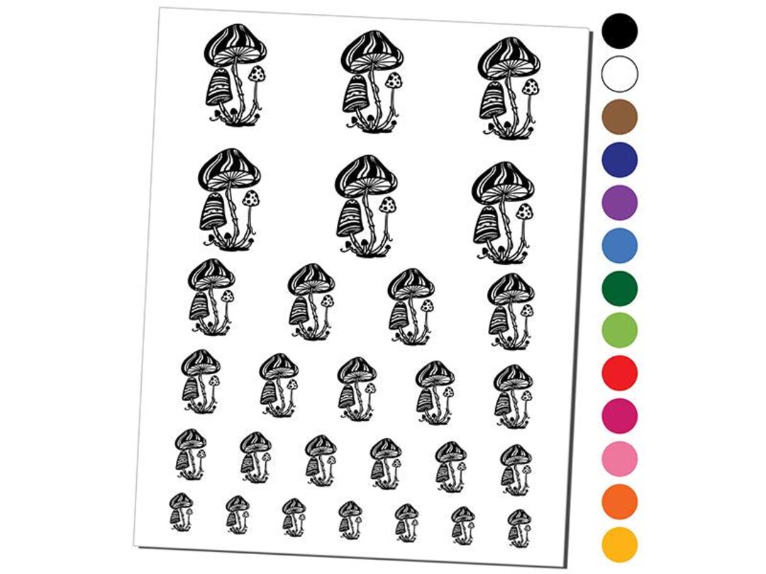 Trippy Toadstool Mushrooms Temporary Tattoo Water Resistant Fake Body ...