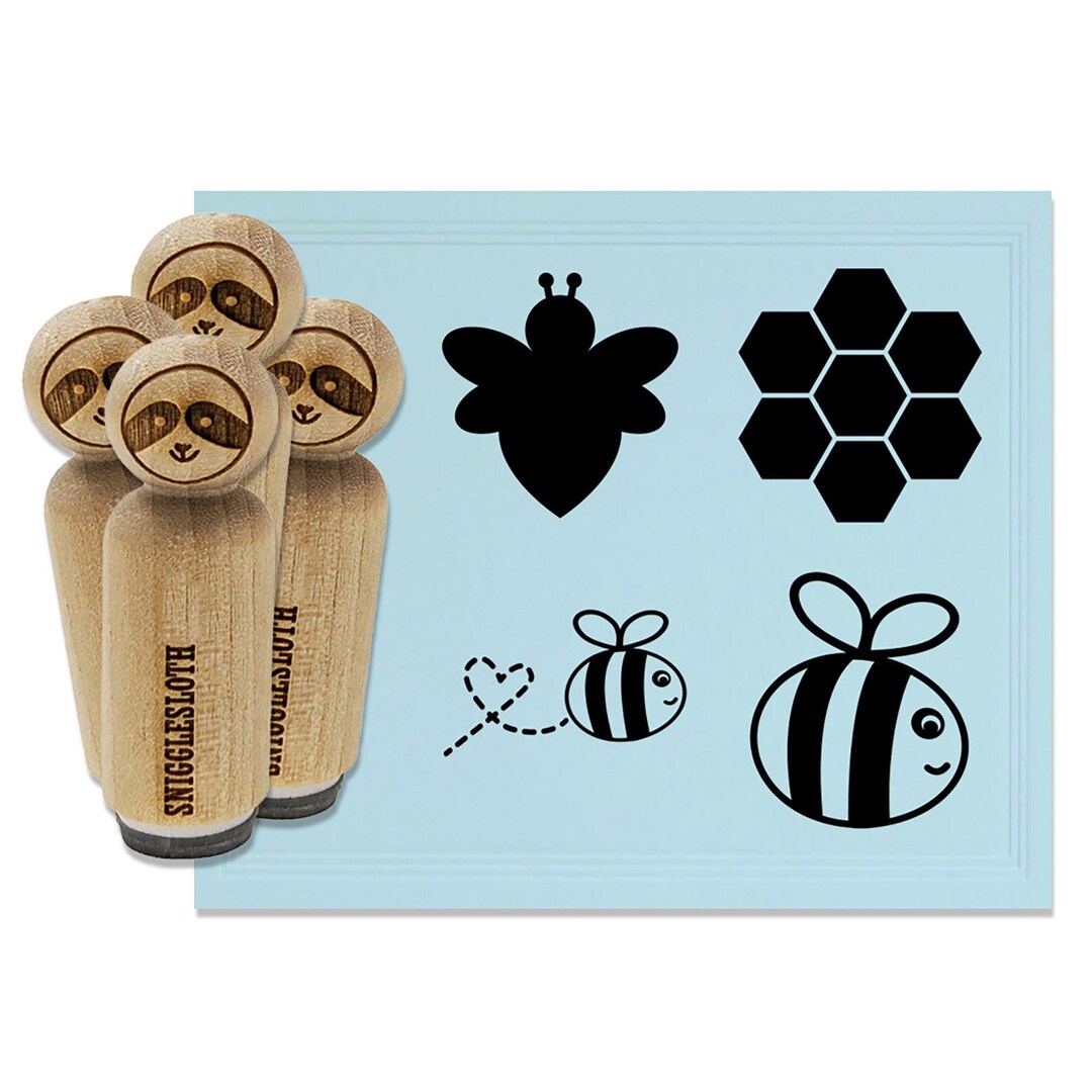 Cute Buzzy Bumble Bee Hive Honeycomb Rubber Stamp Set for Stamping ...