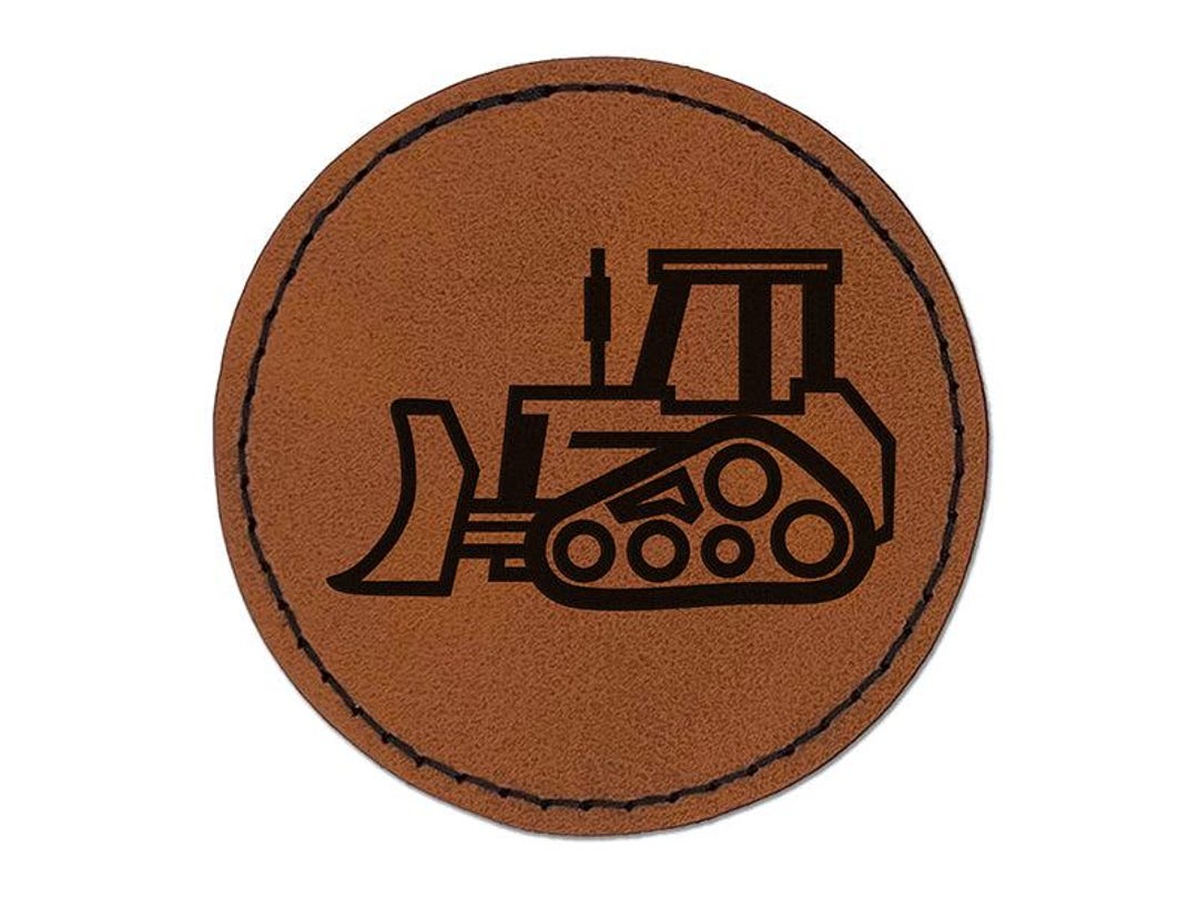 Bulldozer Dozer Construction Vehicle Round Iron-on Engraved Faux ...