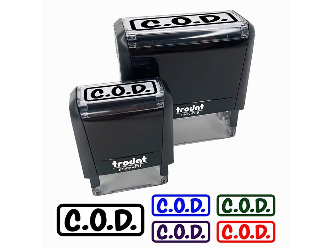 COD Cash on Delivery Bold Border Self-inking Rubber Stamp Ink Stamper ...