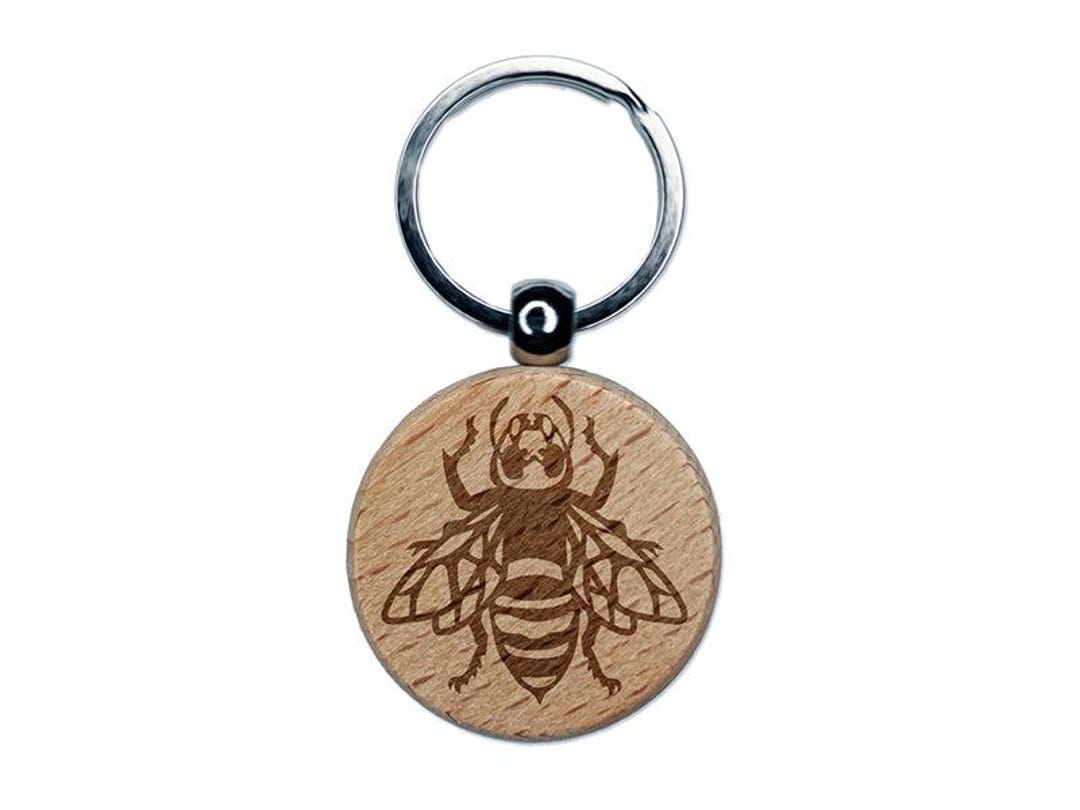 Asian Giant Murder Hornet Wasp Engraved Wood Round Keychain Tag Charm ...