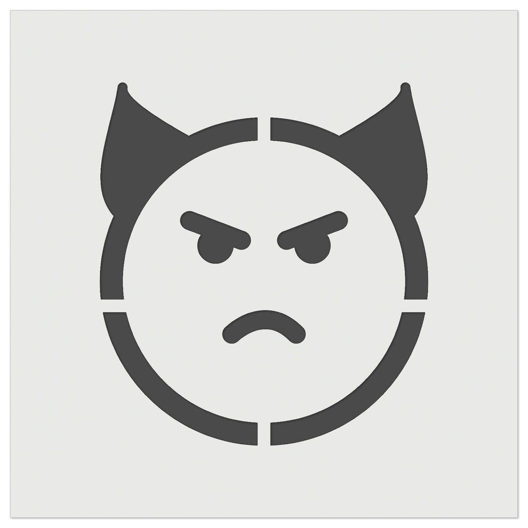 Angry Devil Face Emoticon Wall Cookie DIY Craft Reusable Stencil - Etsy