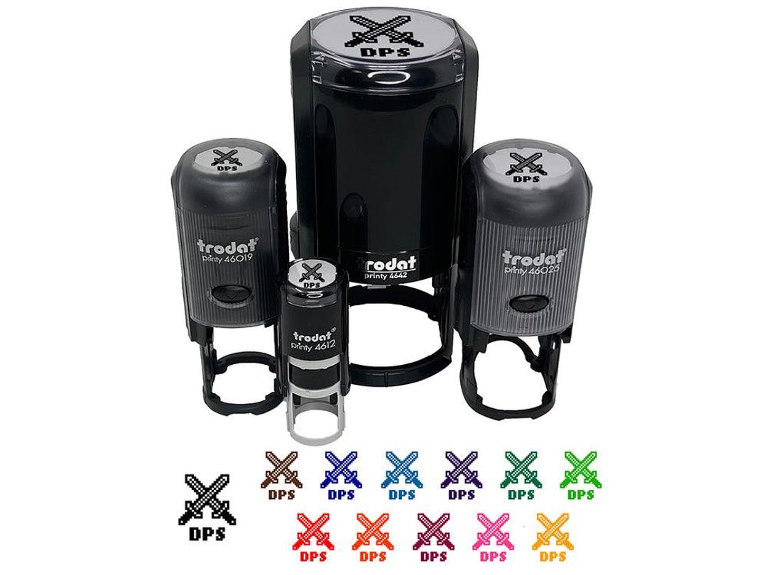 Pixel RPG DPS Swords Gaming Self-inking Rubber Stamp for Stamping ...