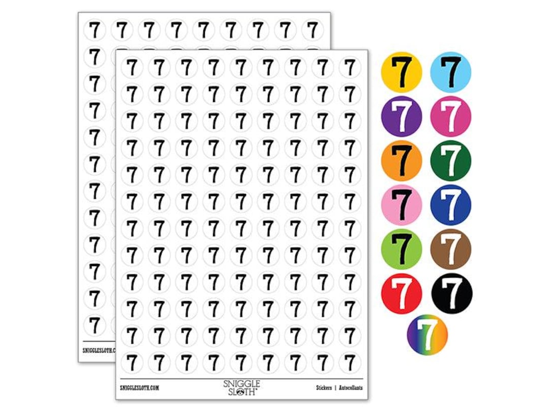 Number 7 Seven Cute Typewriter Font 200+ 0.50" Round Stickers - Etsy
