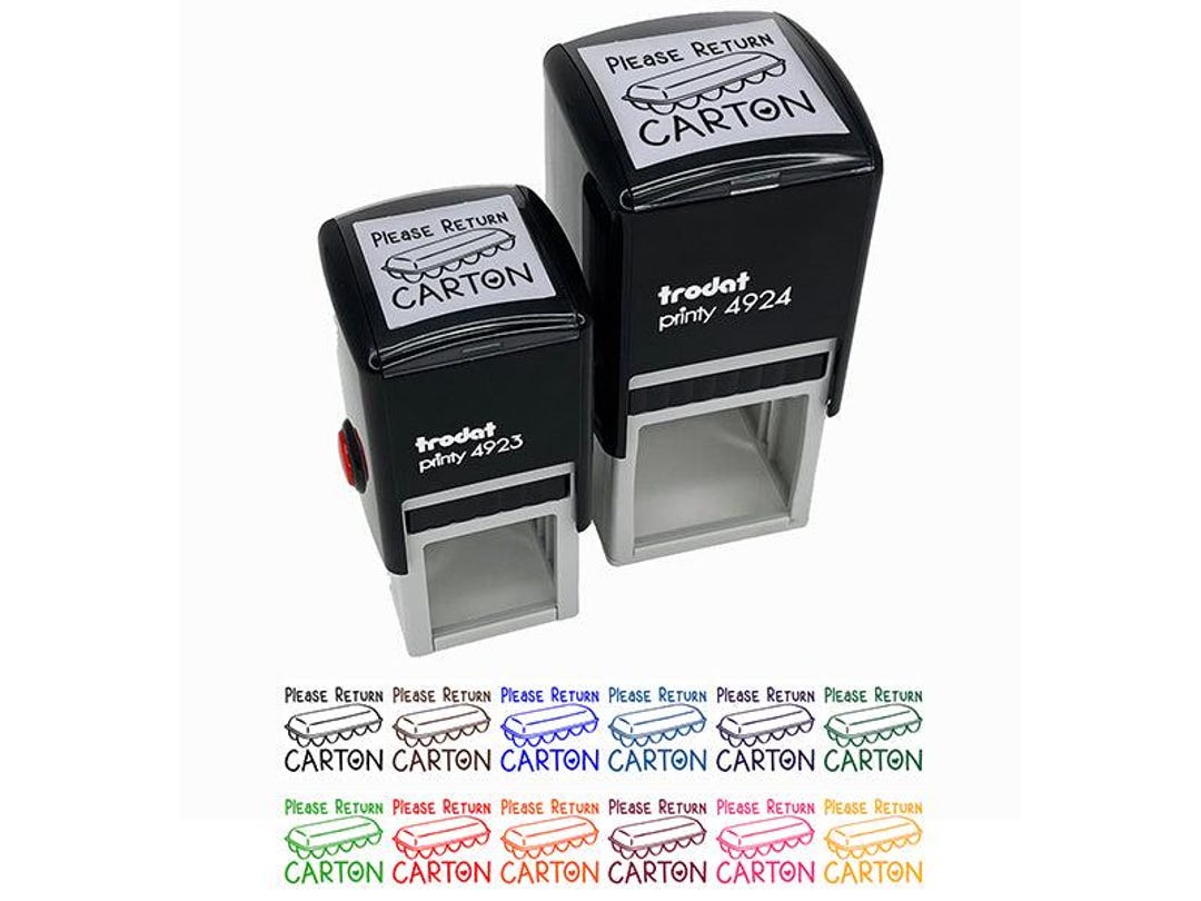 Please Return Egg Carton Heart Self-inking Rubber Stamp Ink Stamper - Etsy