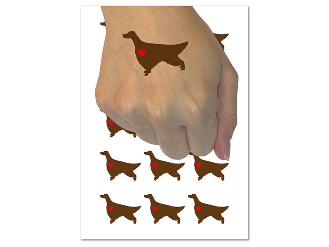 Irish Setter Dog With Heart Temporary Tattoo Water Resistant Fake Body ...