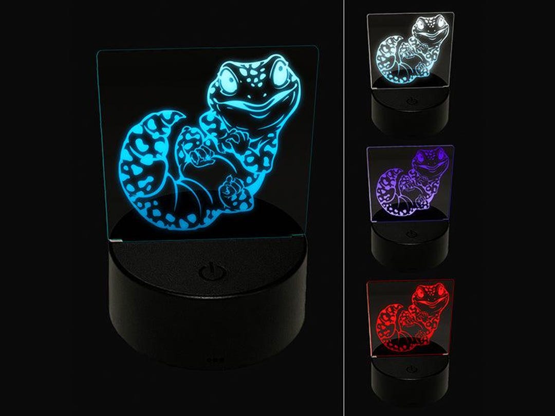 Cute Baby Leopard Gecko Lizard With Spots 3D Illusion LED Night Light ...
