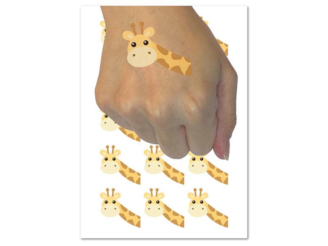 Peeking Giraffe Temporary Tattoo Water Resistant Fake Body Art Set ...