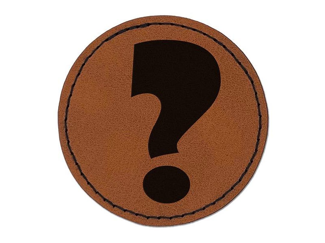Question Mark Bold Round Iron-on Engraved Faux Leather Patch Applique 2 ...
