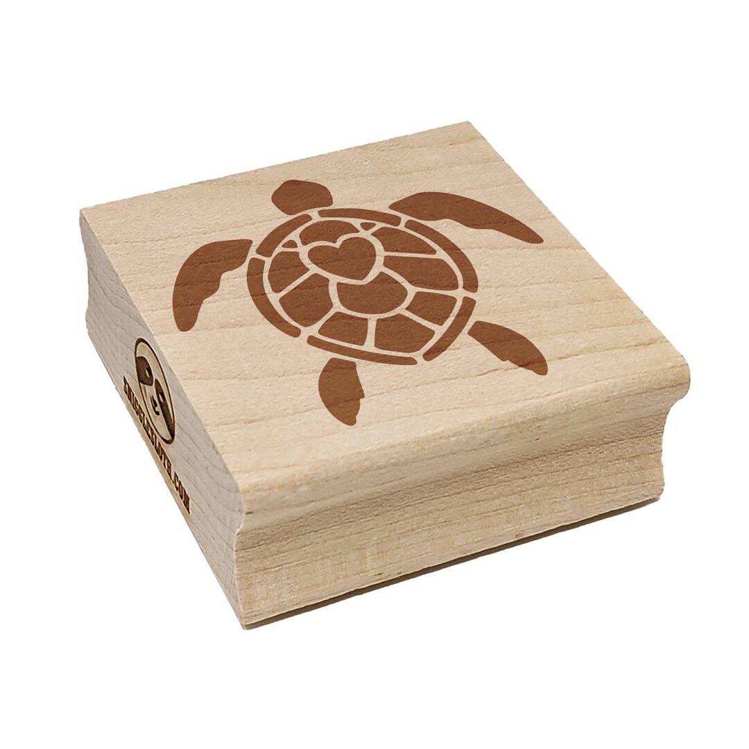 Sea Turtle Heart in Shell Square Rubber Stamp for Stamping Crafting - Etsy