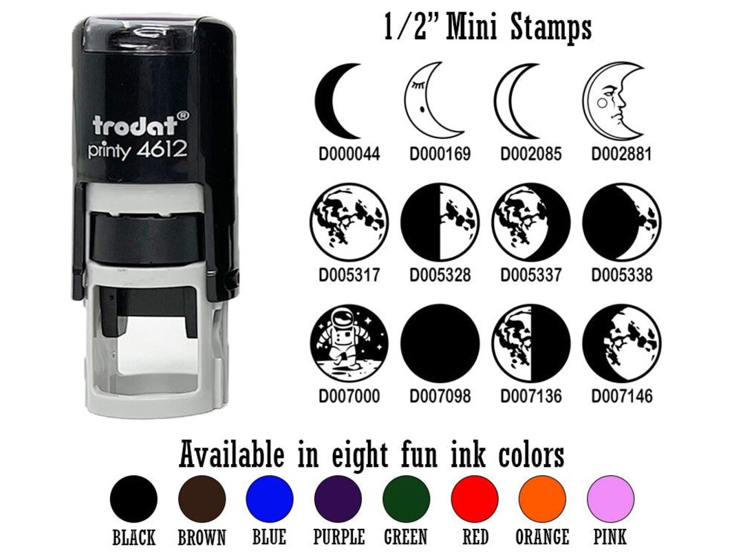 Moon and Phases 1/2" Self-inking Rubber Stamp Ink Stamper - Etsy