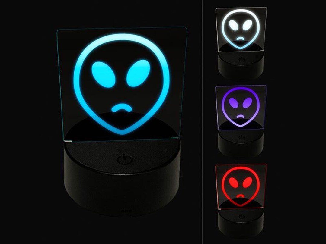 Sad Alien Emoticon 3D Illusion LED Night Light Sign Nightstand Desk ...